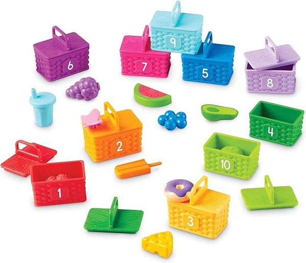 32-Pieces Learning Resources Sorting Surprise Color Sorting Picnic Bas