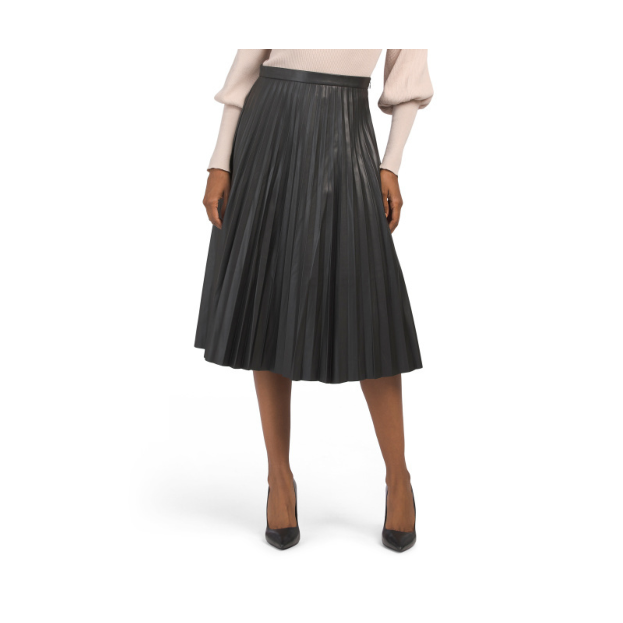 Bagatelle Collection Faux Leather Pleated Midi Skirt (2 Colors) – PzDeals