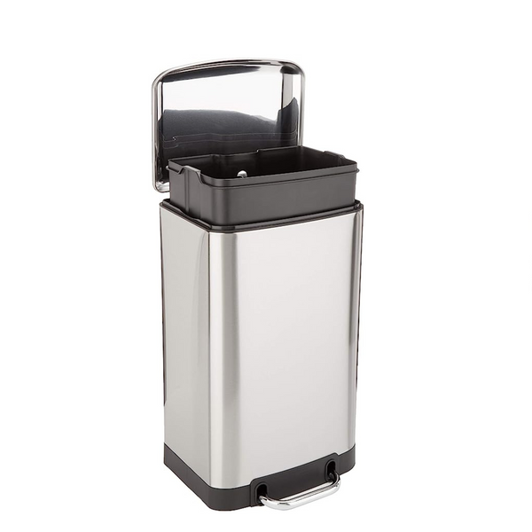 Amazon Basics Smudge Resistant Small Rectangular Trash Can With Soft-C