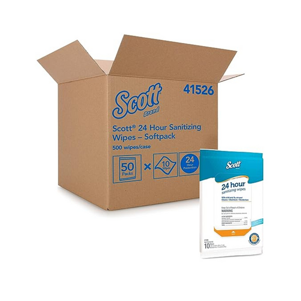 Scott 24 Hour Sanitizing Wipes (50 Packs x 10, 500 Wipes)