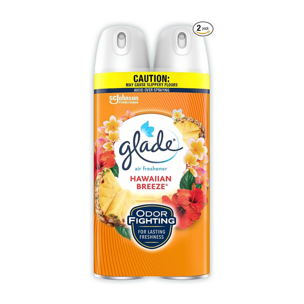 2 Cans of Glade Air Freshener Odor Fighting Room Spray, Hawaiian Breez
