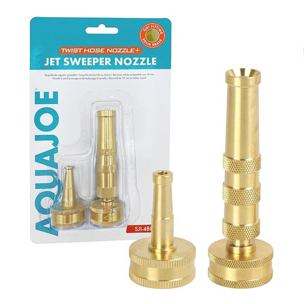 Aqua Joe Ultimate Solid Brass Heavy Duty Adjustable Twist Nozzle and J
