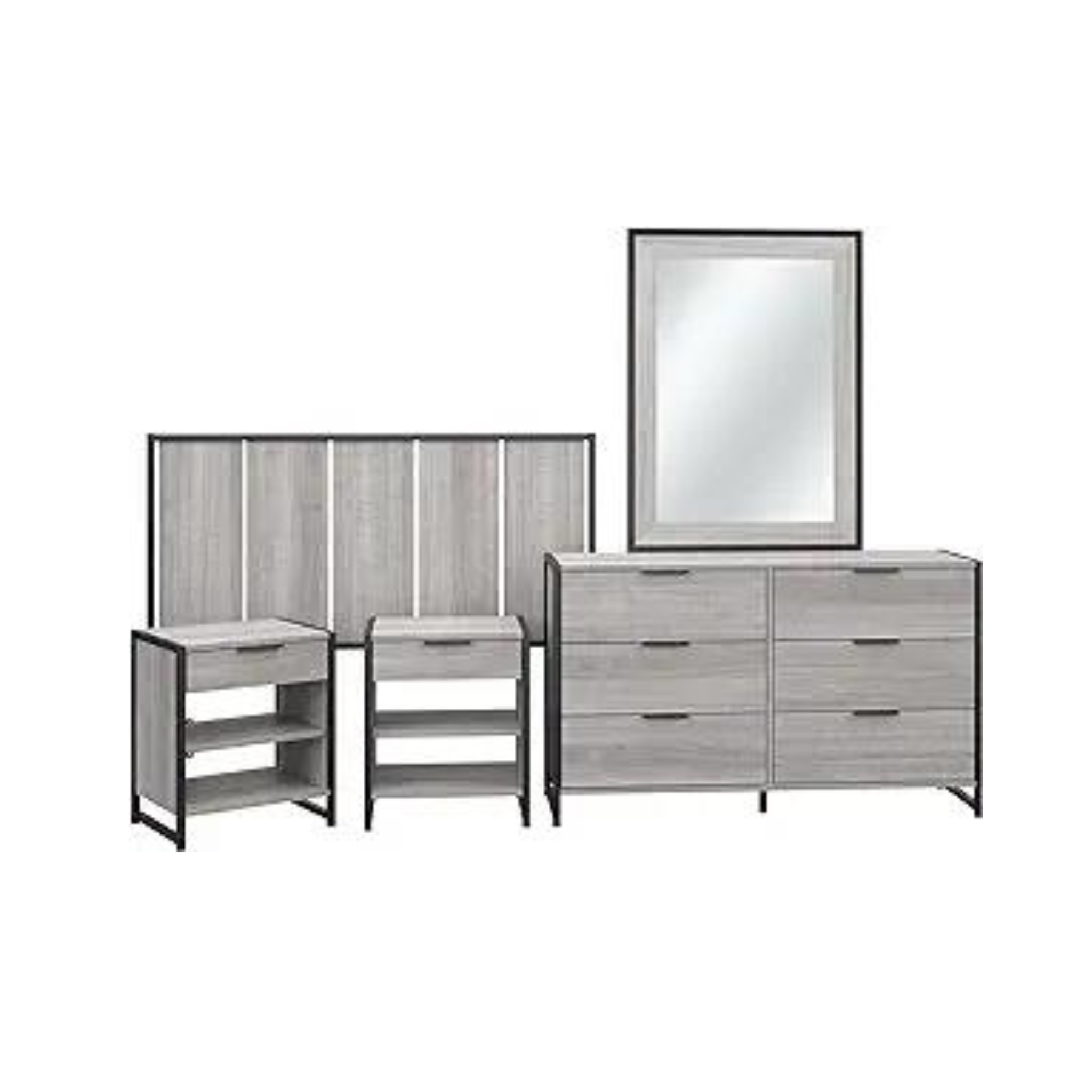 Bush Furniture Atria 5 Piece Modern Bedroom Set with Full/Queen Size H ...