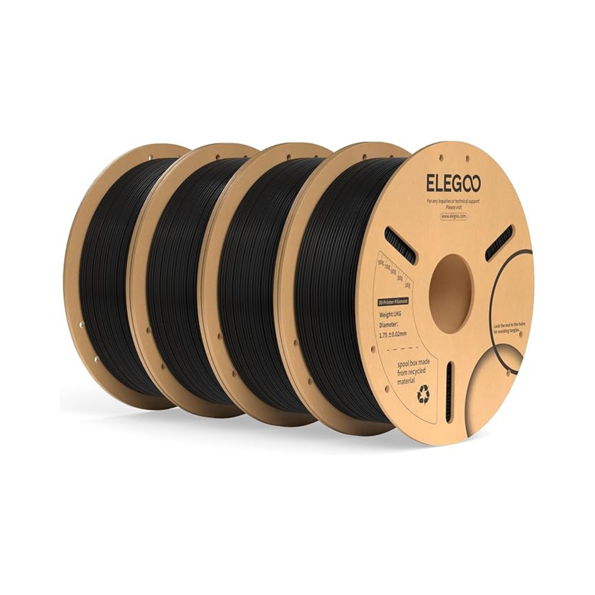 4-Count 1-Kg ELEGOO PLA+ 3D Printer Filament Spools (Black or White ...
