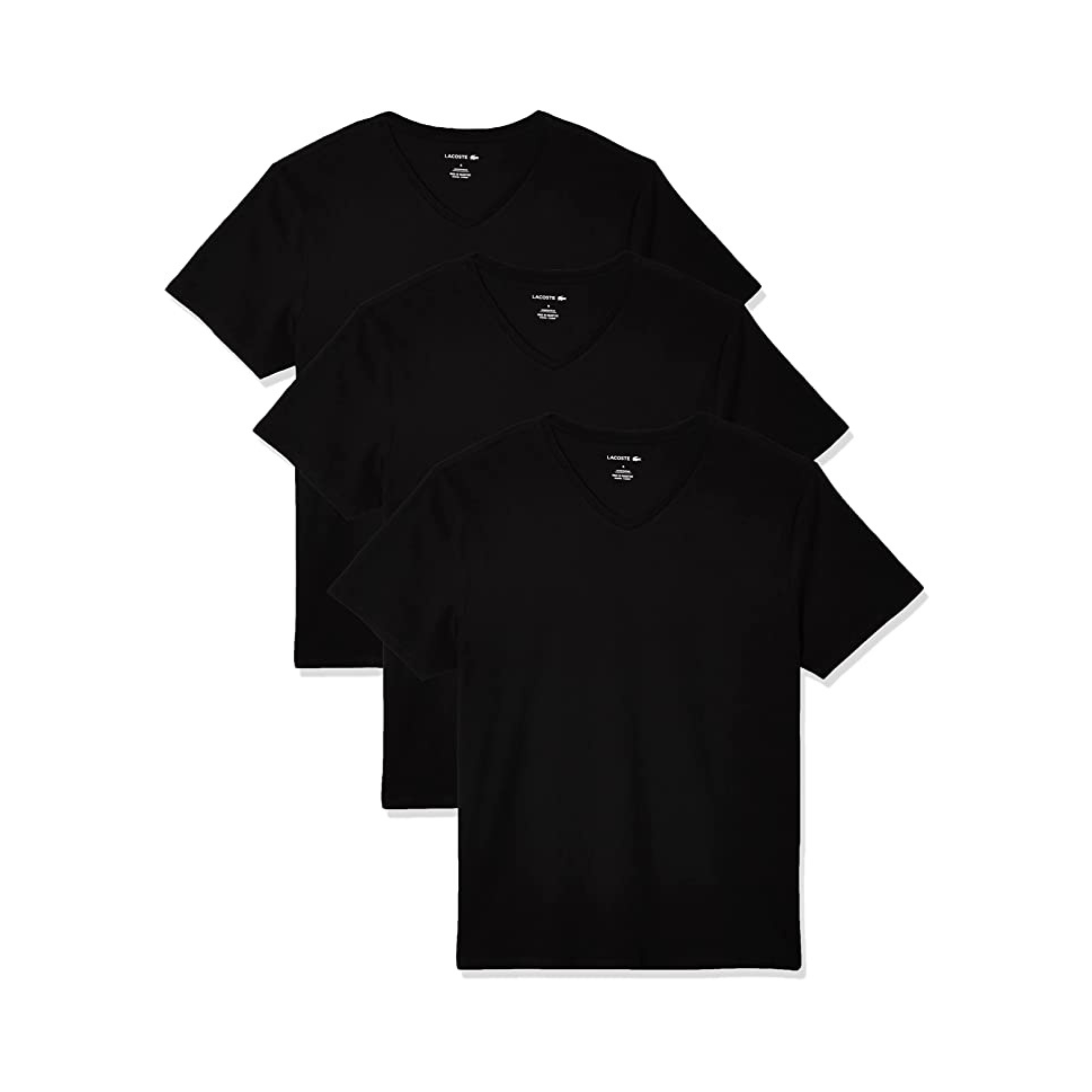 Lacoste Pack Of 3 Mens Essentials 100 Cotton Slim Fit V Neck T Shirt