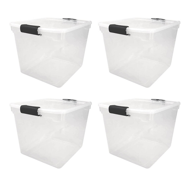 4-Pack 31 Quart Secured Seal Latch Extra Large Stackable Storage Conta