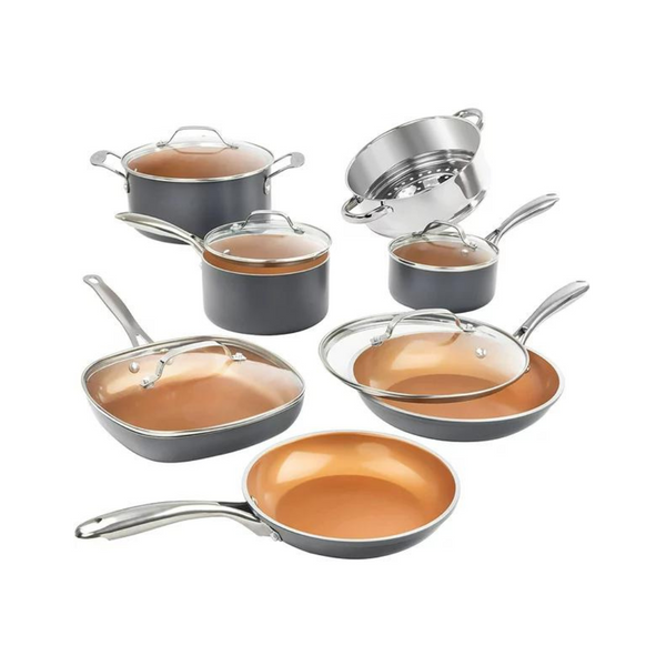 12-Pc Gotham Steel Diamond Non-Stick Copper Coating Cookware Set