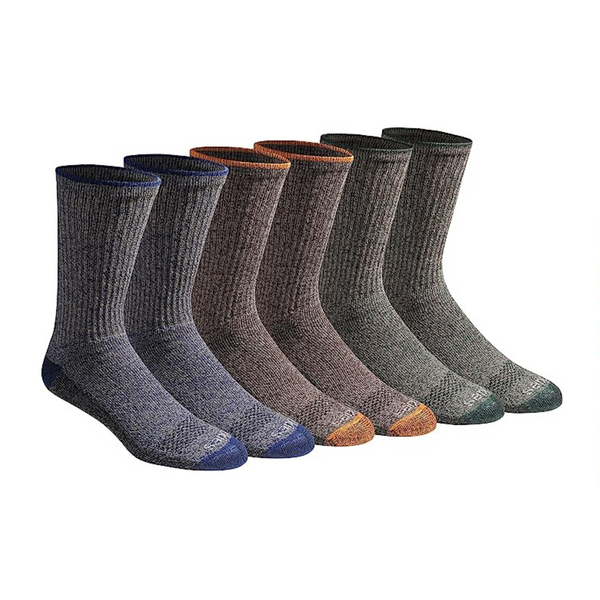 6 Pairs of Dickies Men’s Dri-tech Moisture Control Crew Socks (3 Color