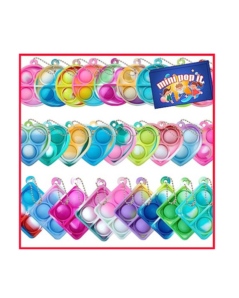 30 Pack Of Pop Fidget Keychain Mini Fidget Toys