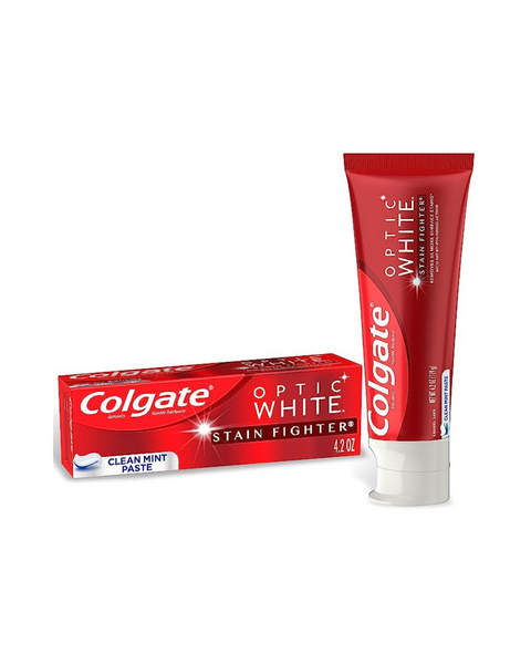 Colgate Optic White Stain Fighter Whitening Toothpaste, Clean Mint Fla