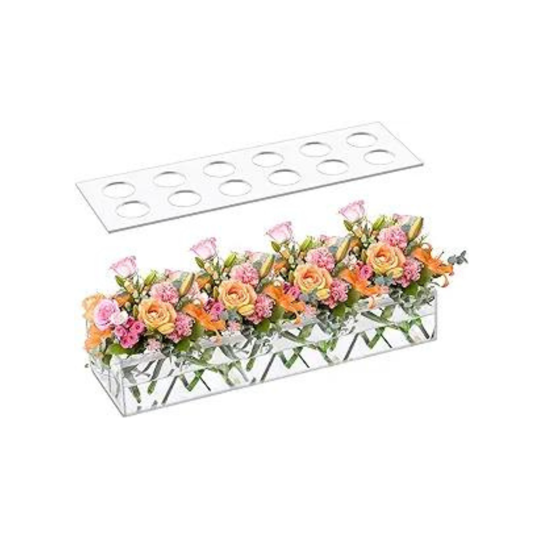 Clear Acrylic Rectangular Floral Centerpiece