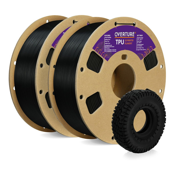 2-Pack 1-Kg Overture Tpe Flexible 3D Printing Filament Spool (1.75mm,