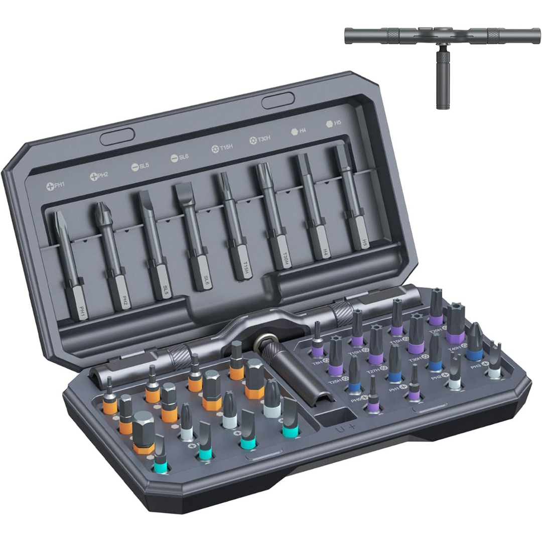 42-in-1 T-Handle Magnetic Ratchet Screwdriver Set