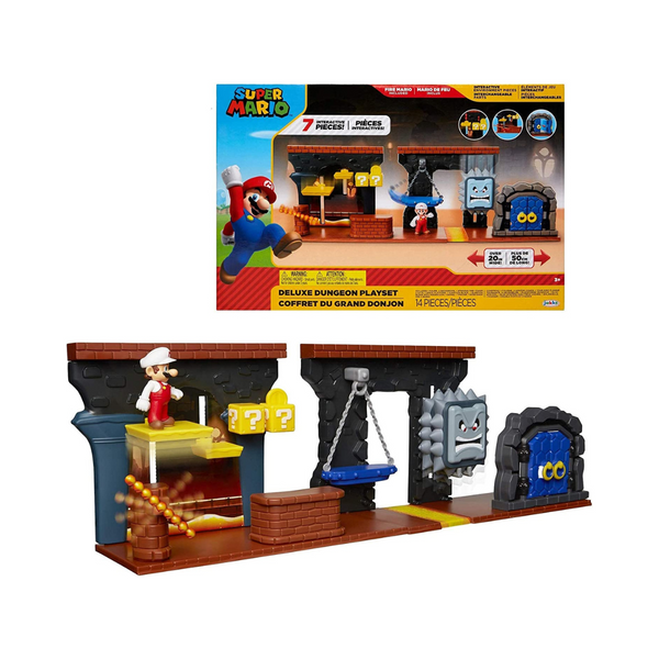 Nintendo Super Mario Dungeon Deluxe Play Set, Includes: 2.5” Fire Mari ...
