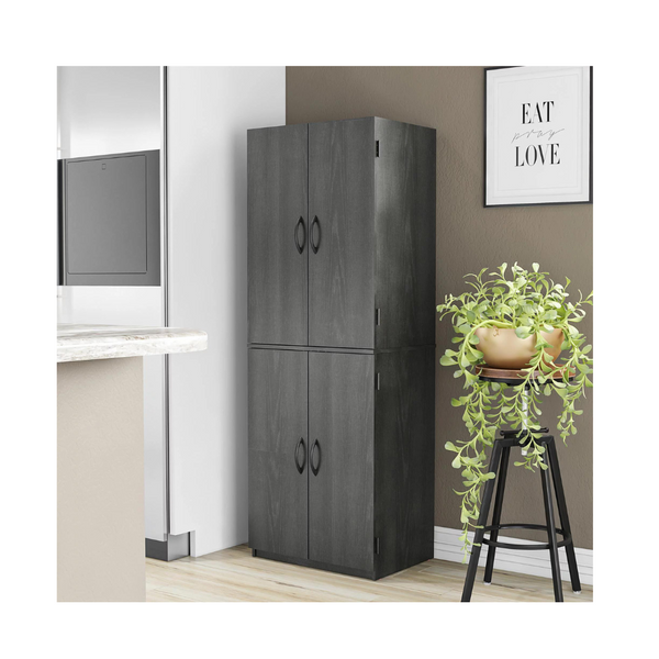 Mainstays 4-Door 5' Storage Cabinet, Black Oak