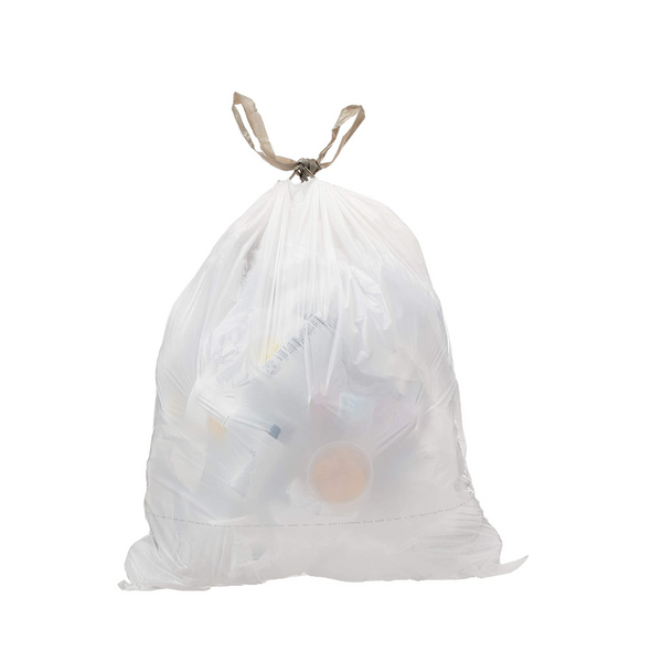 62-Count 17-Gal AmazonCommercial Custom Fit White Drawstring Trash Bag