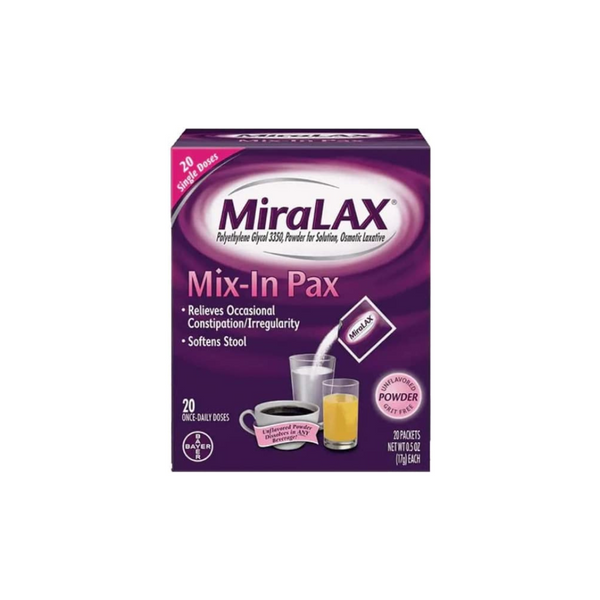 40-Count MiraLAX, Laxative Powder for Gentle Constipation Relief Singl