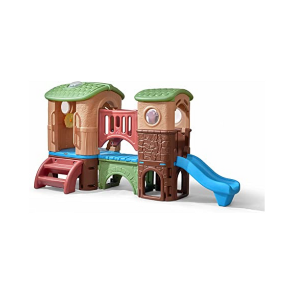 Step2 Clubhouse Climber Playset with Elevated Clubhouse, Two Slides, B