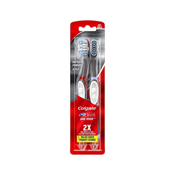 Colgate 360 Optic White Sonic Battery Powered Vibrating Soft Toothbrus
