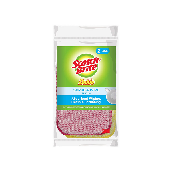 Scotch-Brite Dobie Scrub & Wipe Cloth, 2 Cloths