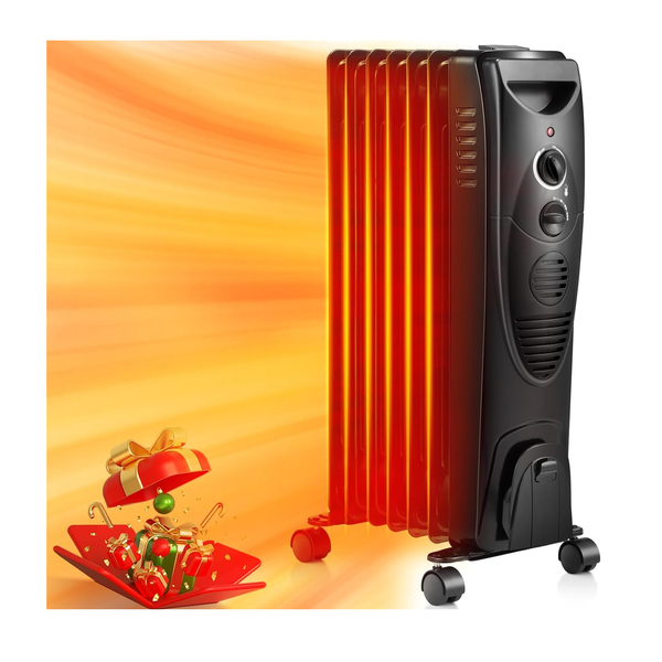 1500w Oil-Filled Radiator Heater With Tip-Over & Overheat Protection